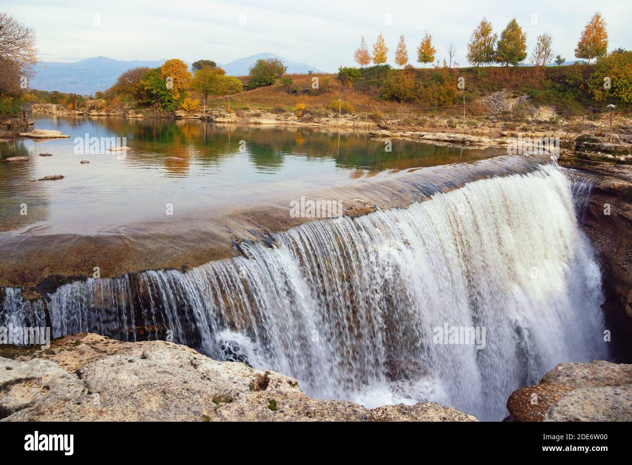 Autumn mountain landscape with river and waterfall. Montenegro ...