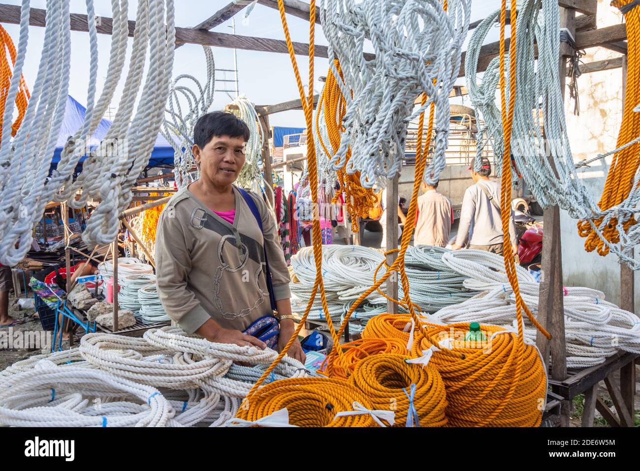 A rope vendor at the Padre Garcia Livestock Auction Market in Batangas ...