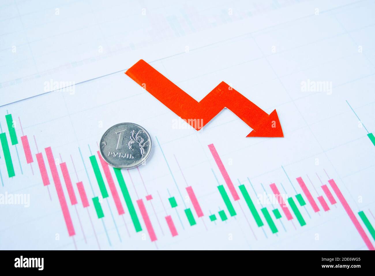 exchange rate chart. ruble depreciation. Exchange Stock Photo - Alamy