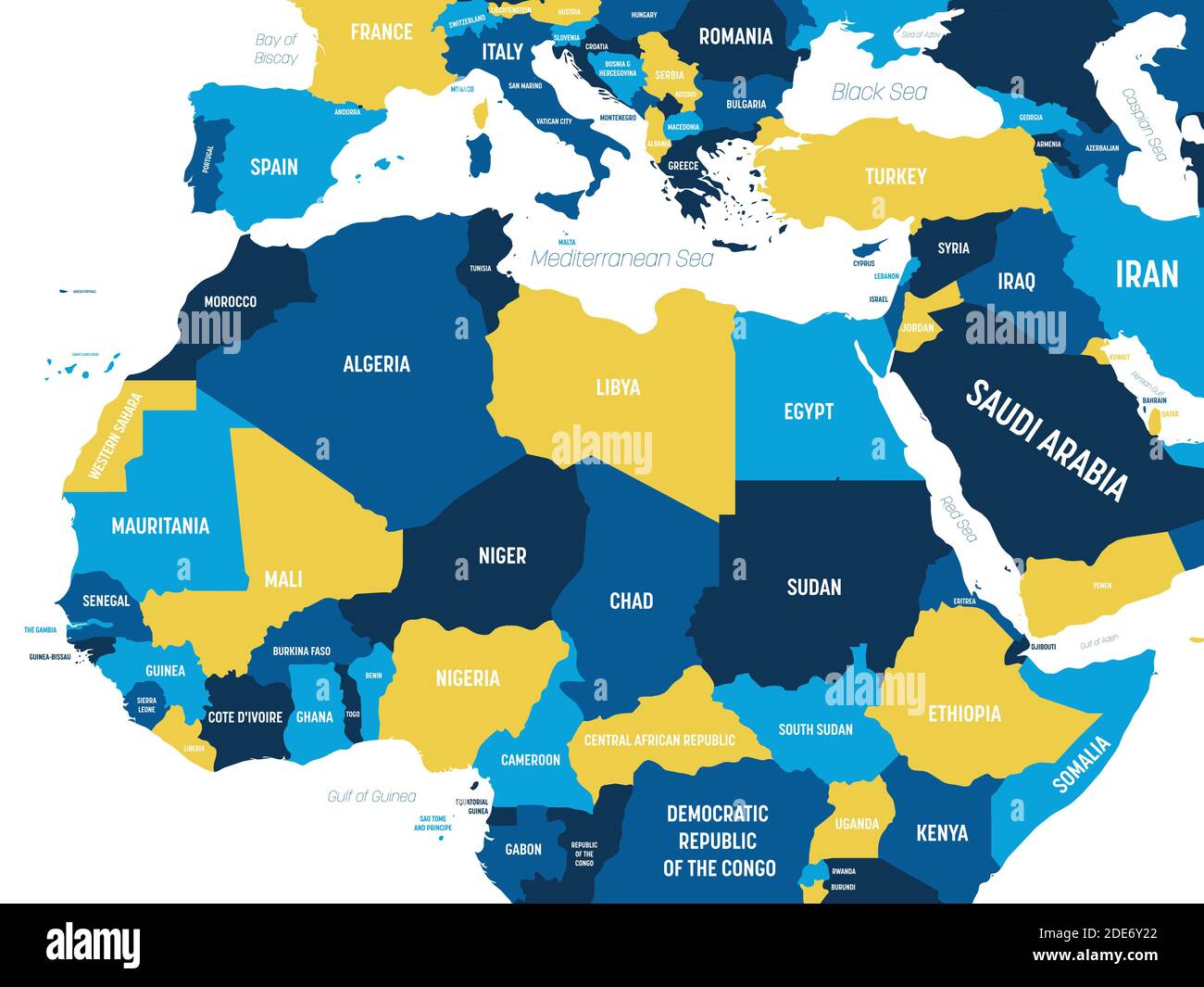 Northern Africa map - brown orange hue colored on dark background. High ...