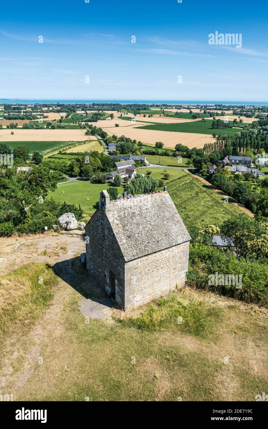 Scenic View from Mont-Dol with Stone Chapel and Countryside Landscape ...