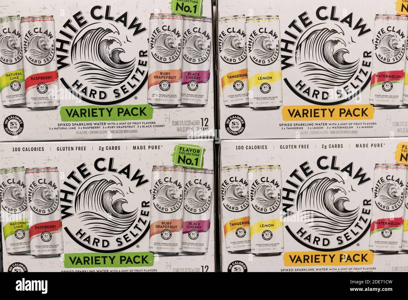 Indianapolis - Circa November 2020: White Claw Hard Seltzer display. In ...