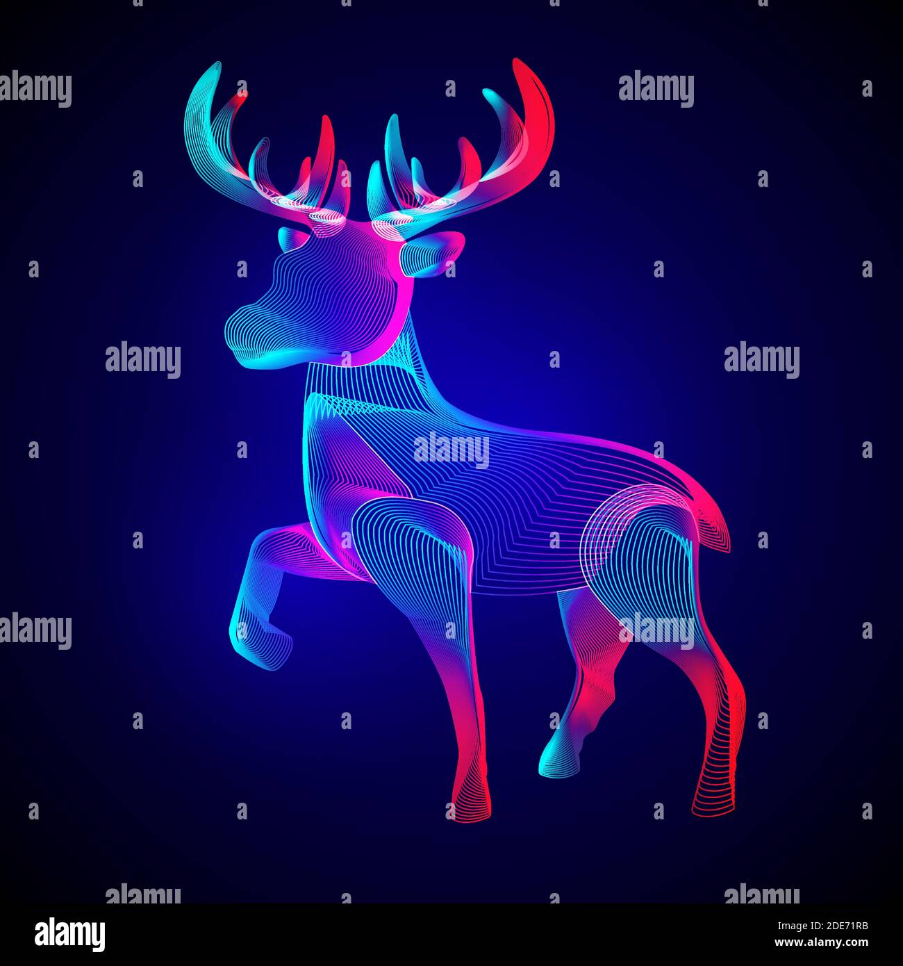 Linear deer horned Stock Vector Images - Alamy