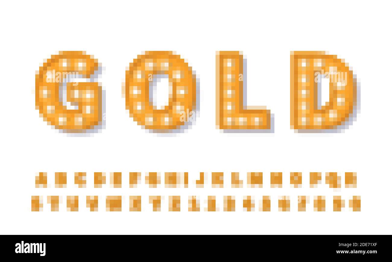 Gold 3d light bulb font. Retro style alphabet light typeface Stock ...