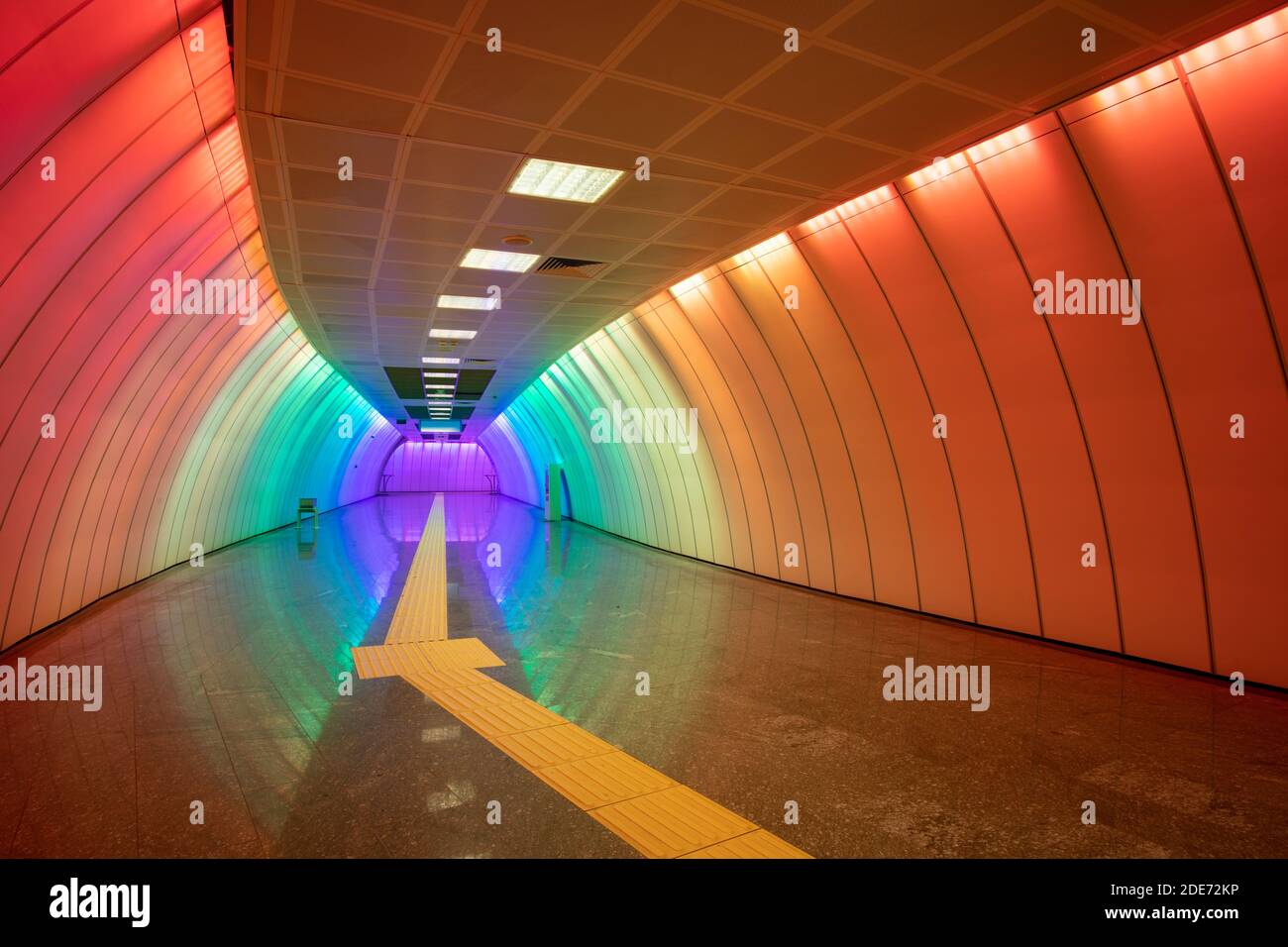 Multicolored and Modern Subway Corridor in a Metro Station Stock Photo ...