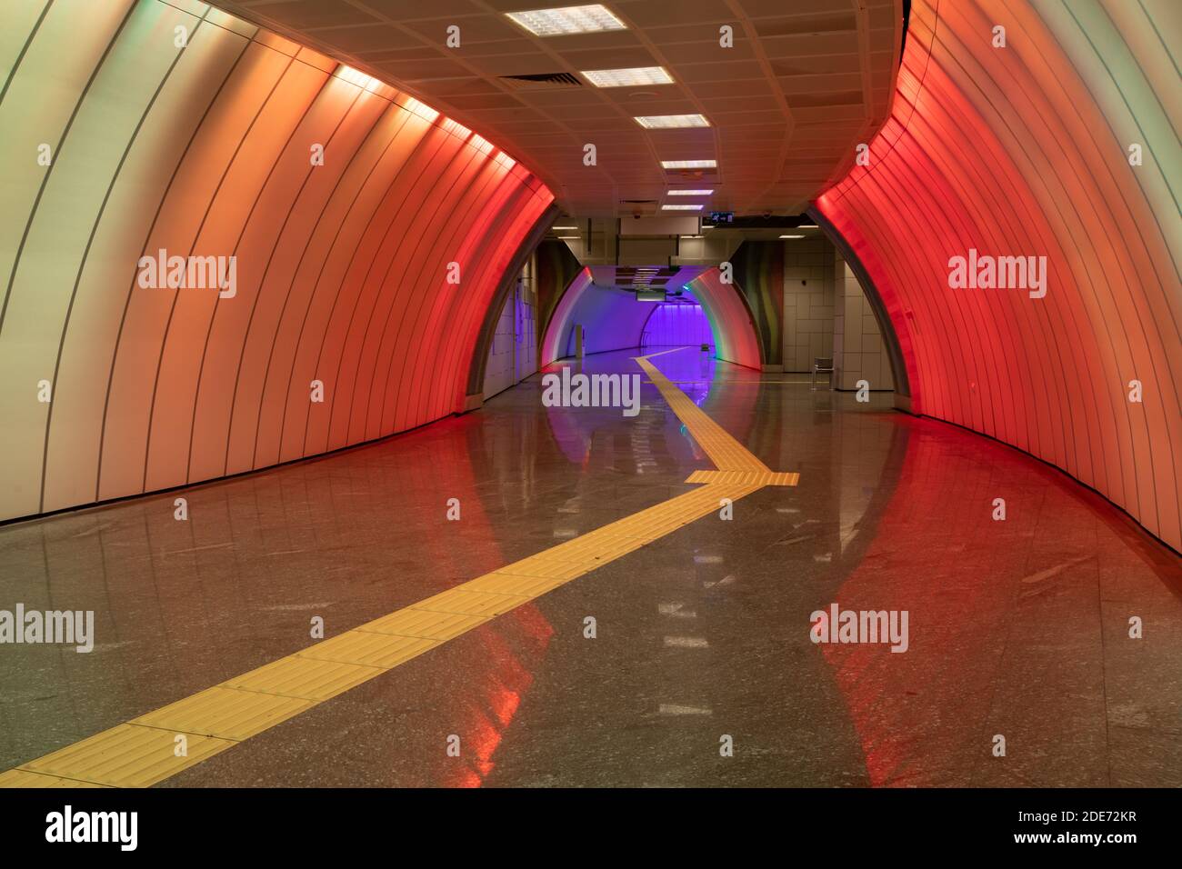 Multicolored and Modern Subway Corridor in a Metro Station Stock Photo ...