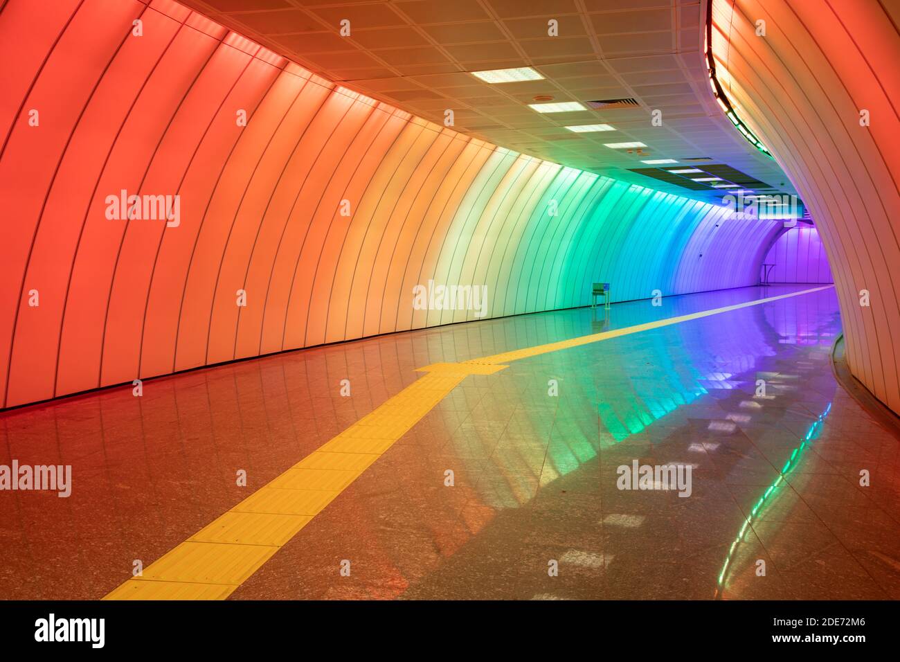 Multicolored and Modern Subway Corridor in a Metro Station Stock Photo ...