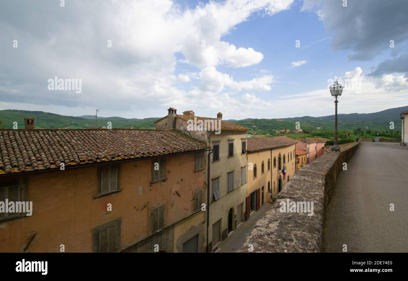 perspective and panoramic view of the main road of Monterchi in the ...