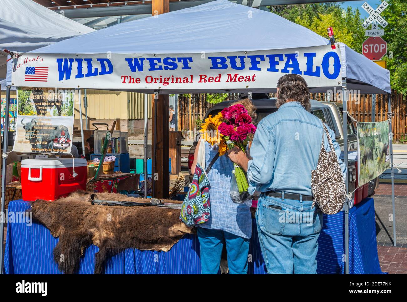 Buffalo meat for sale at the Santa Fe Railyard Farmers Market, Santa Fe ... Buffalo meat for sale at the Santa Fe Railyard Farmers Market, Santa Fe ...
