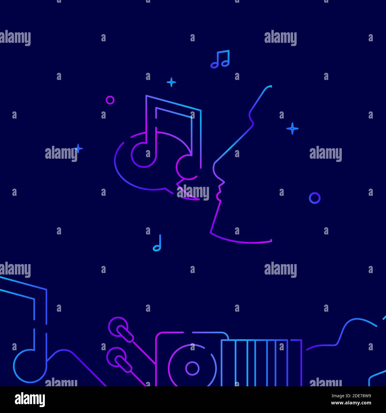 Singer, karaoke gradient line vector icon, simple illustration on a ...