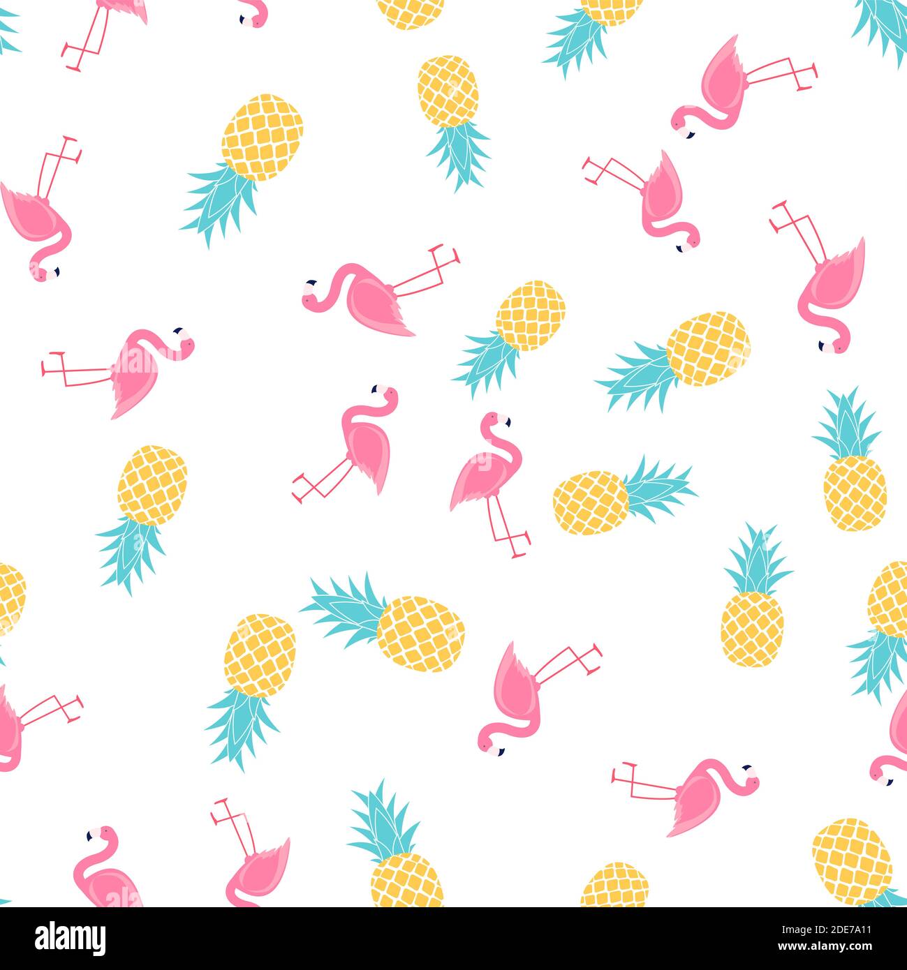 Tropic fruit Pineapple and Pink Flamingo seamless pattern background ...
