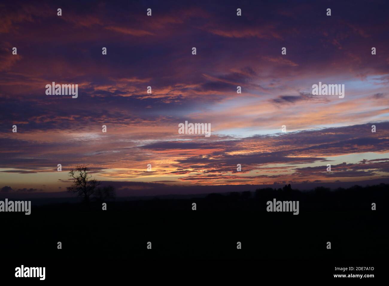 November sunset looking out across fields Stock Photo - Alamy