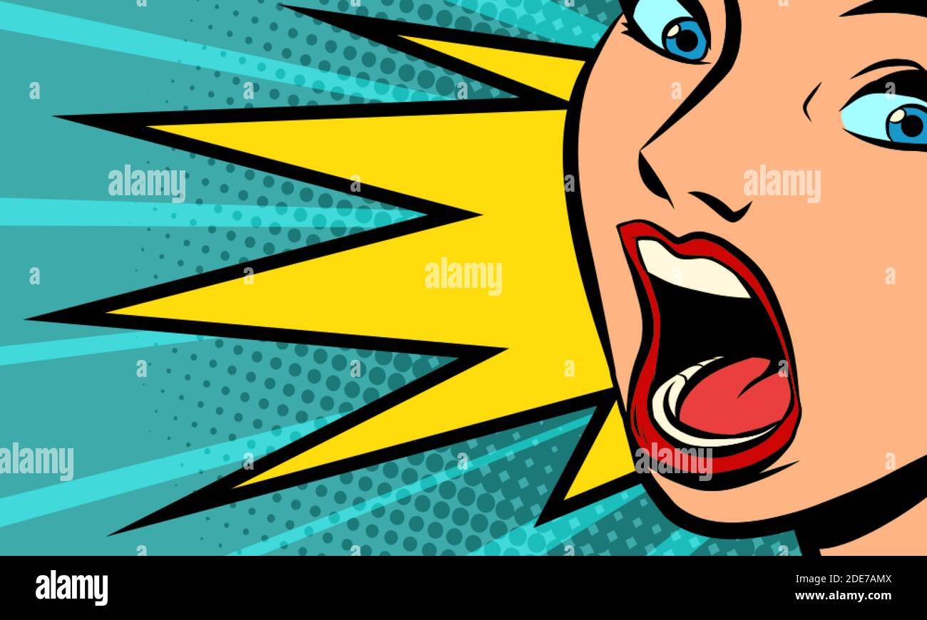 Beautiful young woman shouting screaming Stock Vector Images - Alamy