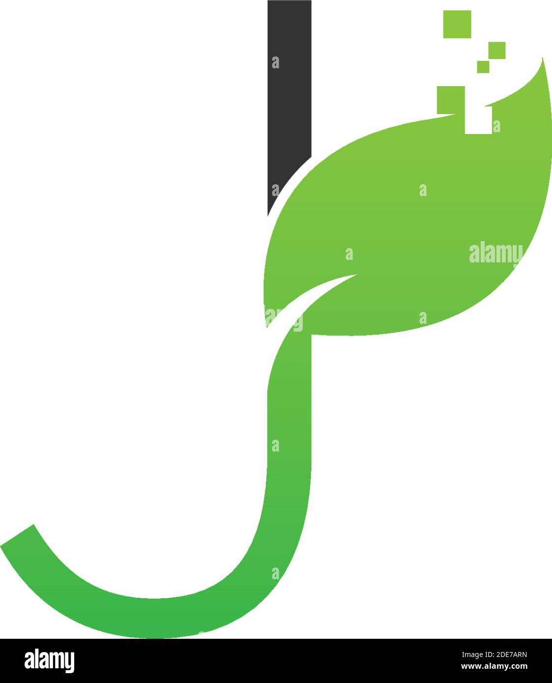 Letter J logo leaf digital icon design concept vector Stock Vector ...