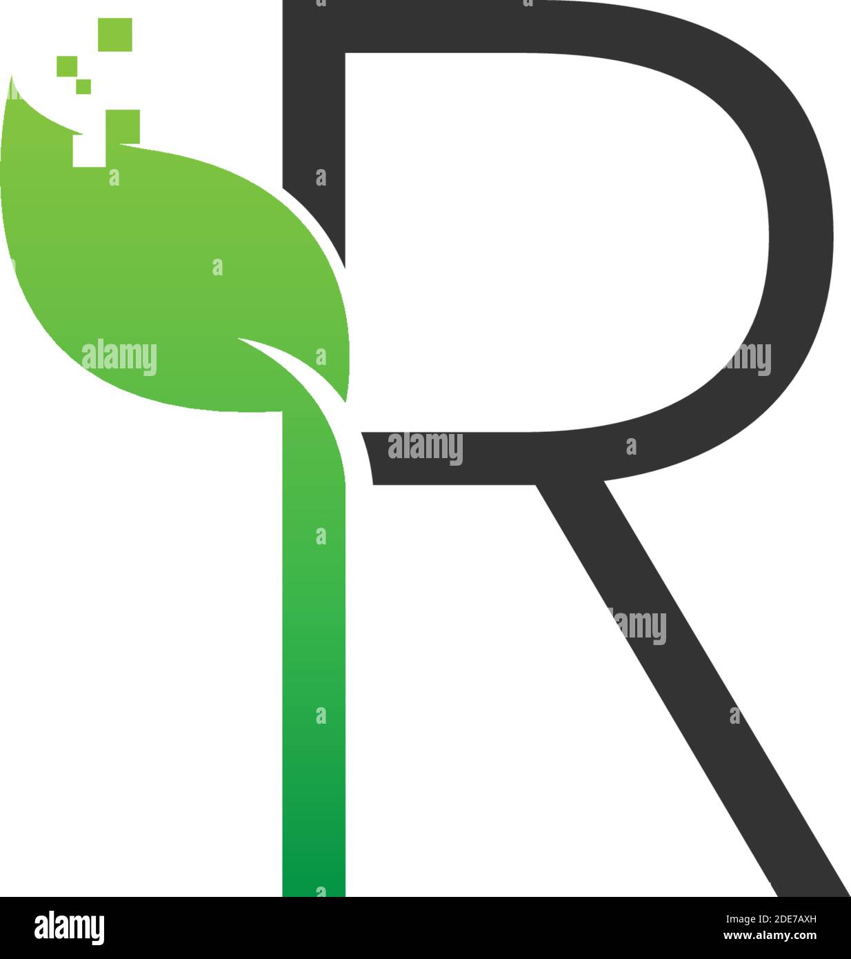 Letter R logo leaf digital icon design concept vector Stock Vector ...