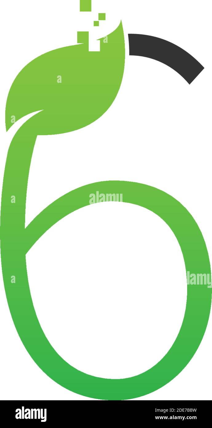 Number 6 logo leaf digital icon design concept vector Stock Vector ...