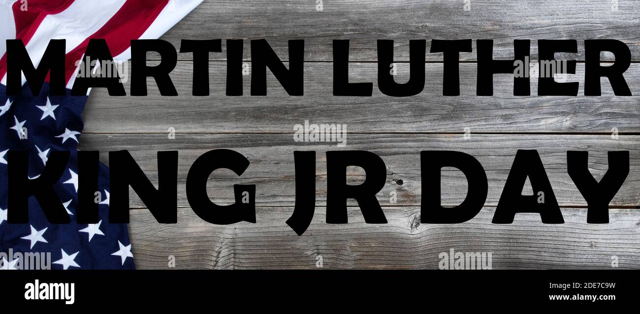 Waving United States flag on age wooden background for Martin Luther ...