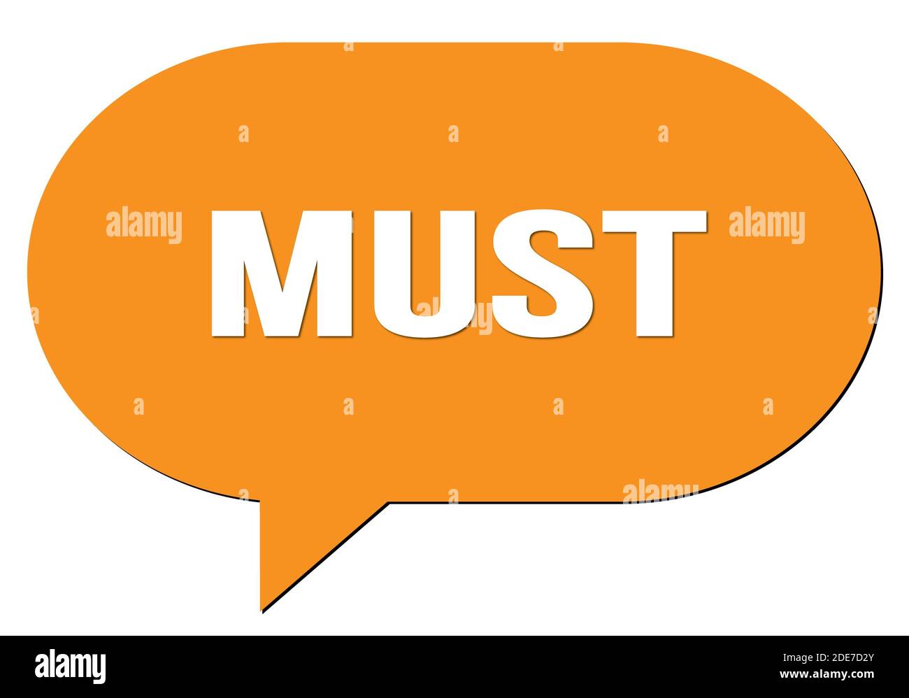 MUST text written in an orange speech bubble stamp Stock Photo - Alamy