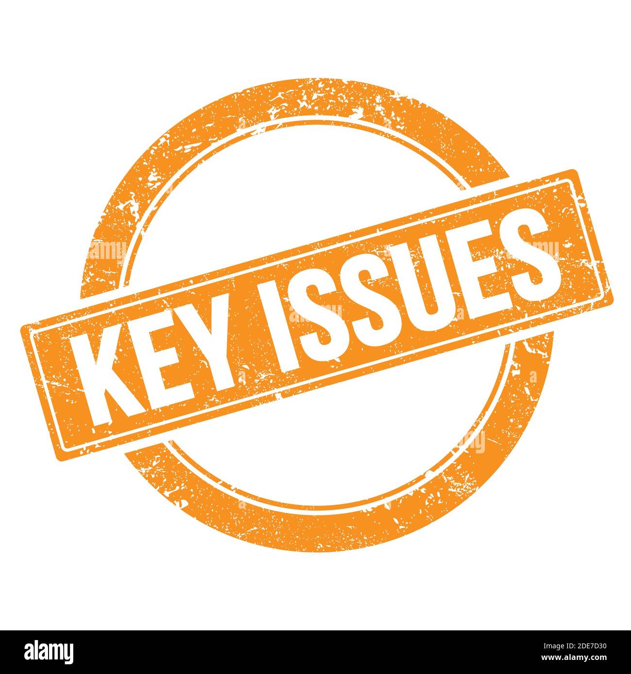 KEY ISSUES text on orange grungy round vintage stamp Stock Photo - Alamy
