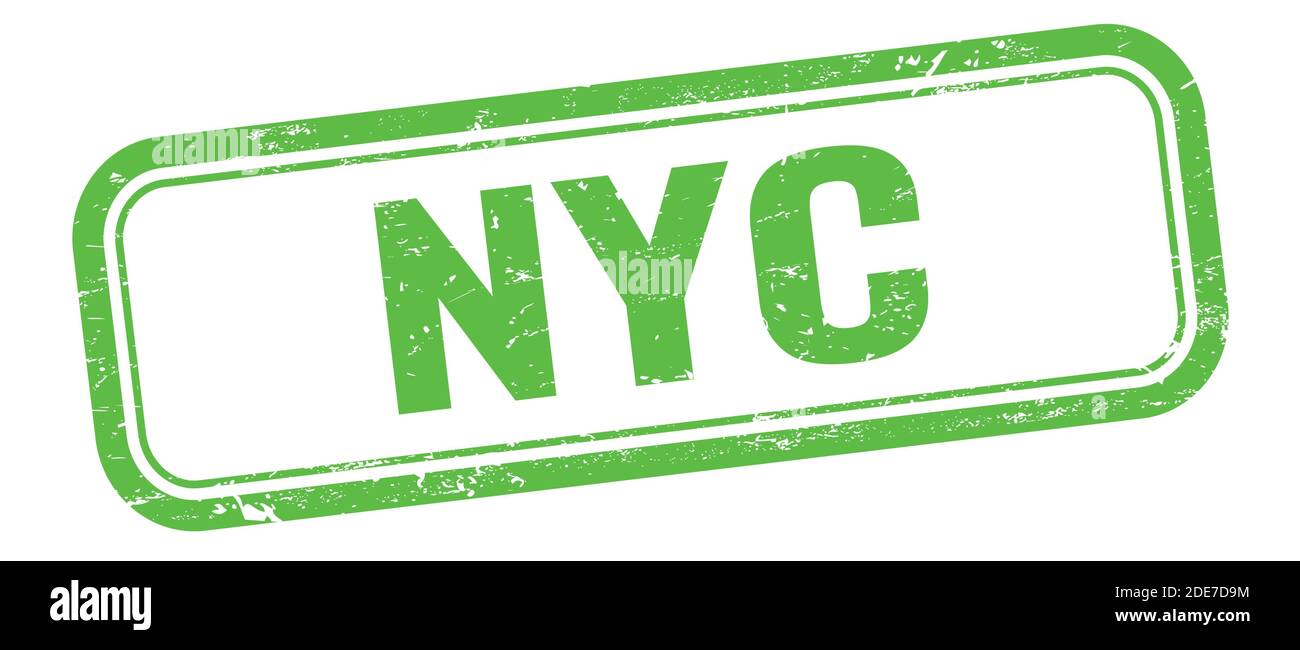 NYC text on green grungy vintage rectangle stamp Stock Photo - Alamy