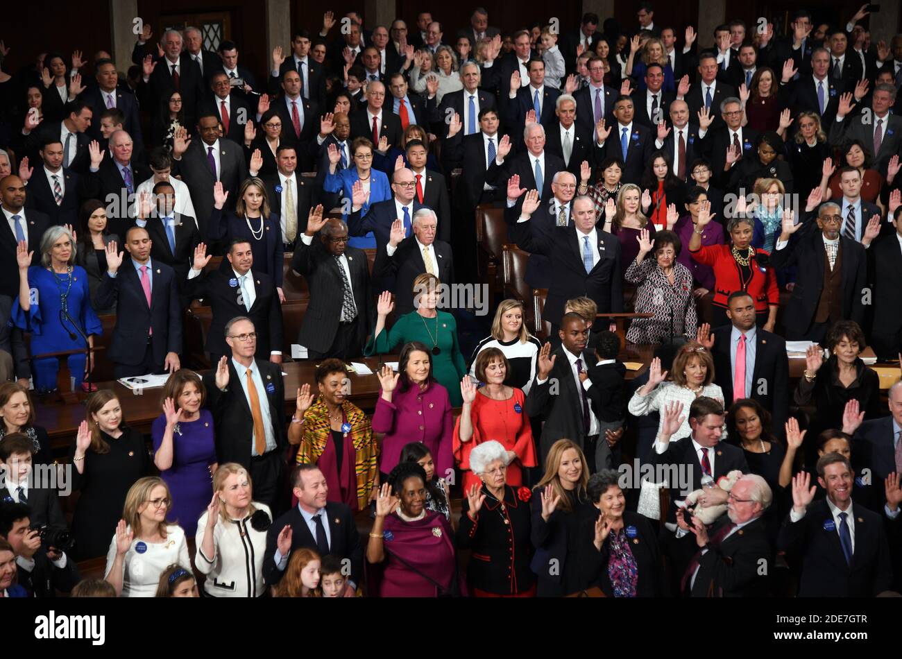 Members of the House are being swear-in by Speaker of the House Nancy ...