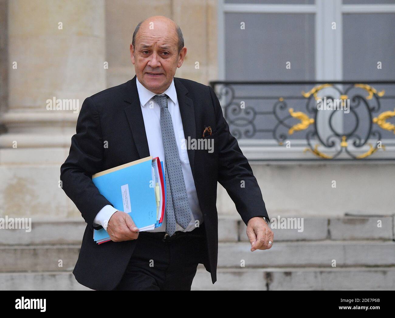 French Foreign Affairs Minister Jean-Yves Le Drian leaving after the ...