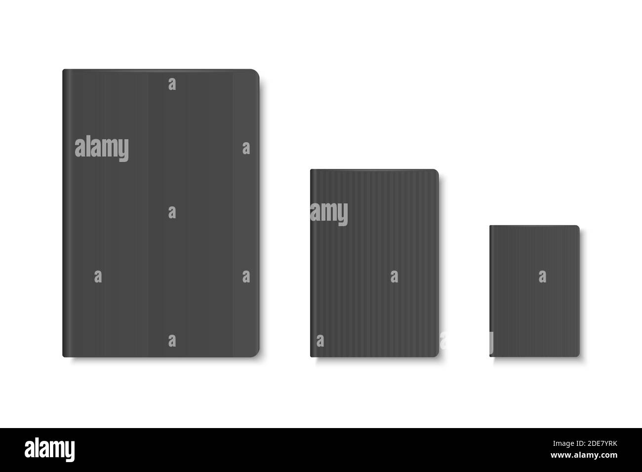 Vector 3d Realistic Black Closed Blank Paper Notebook, Diary, Book Set ...