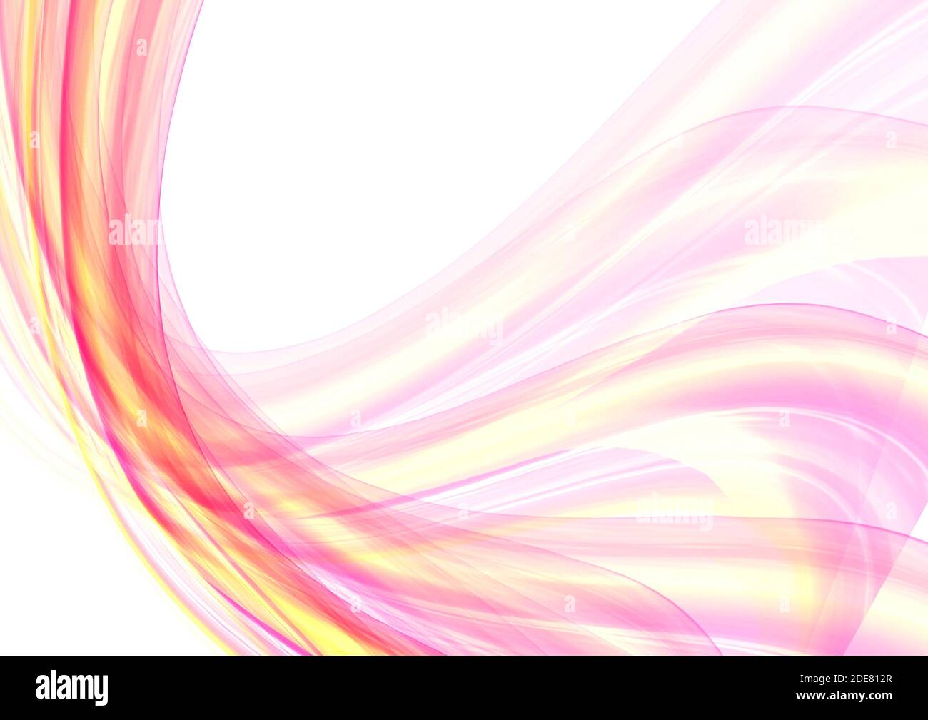 Abstract falling down diverging wide transparent curved pink stripes ...
