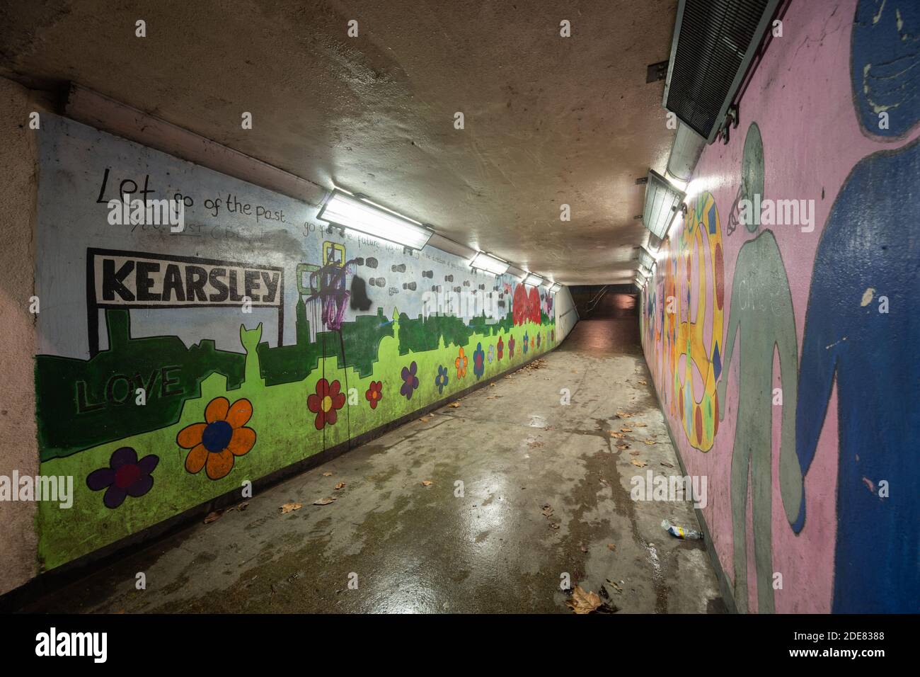Underpass at the Kearsley roundabout, Bolton with wall art or mural and ...