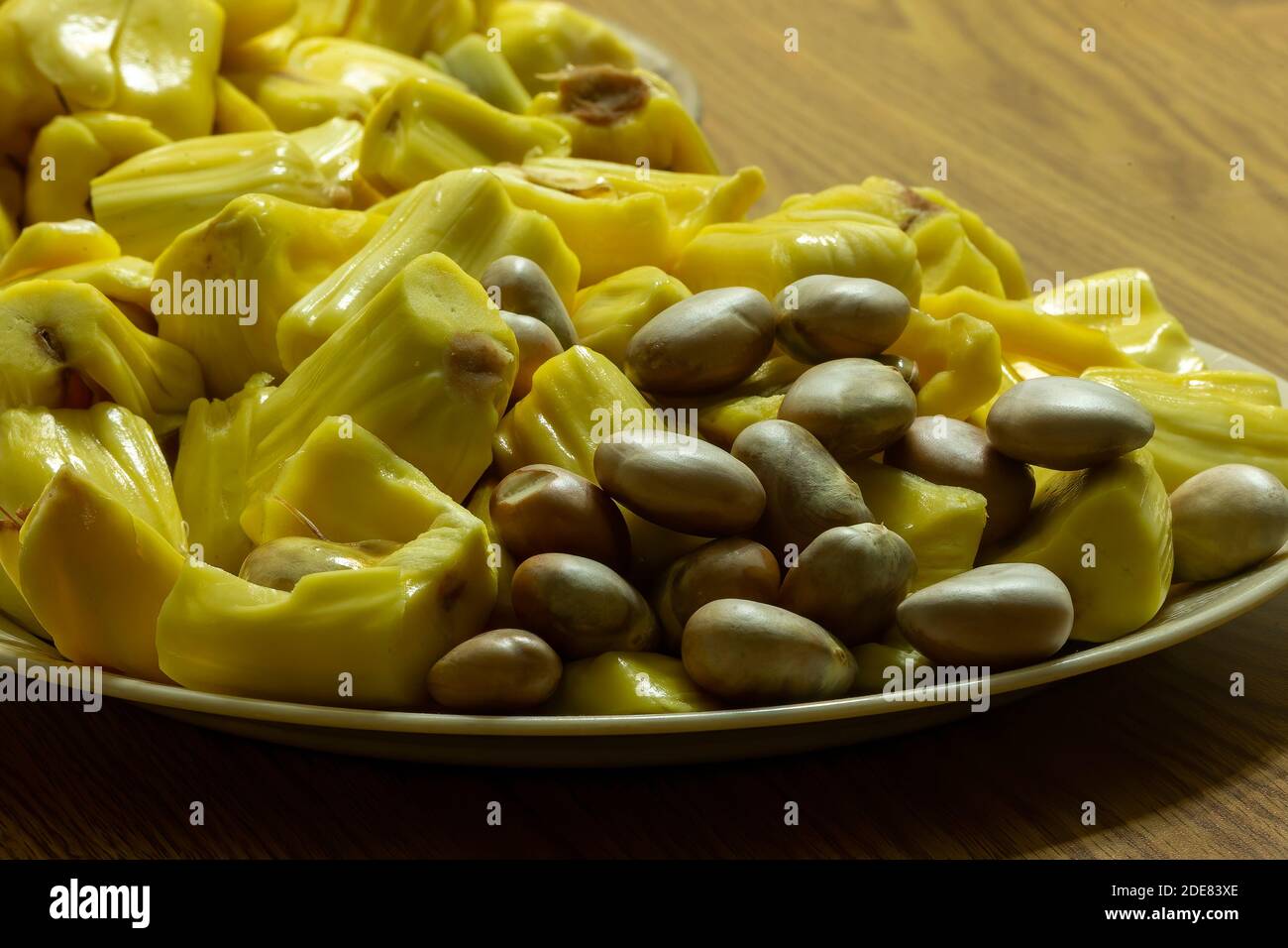 The jackfruit also known as jack tree. Fruit, pulp and seeds. It is the ...