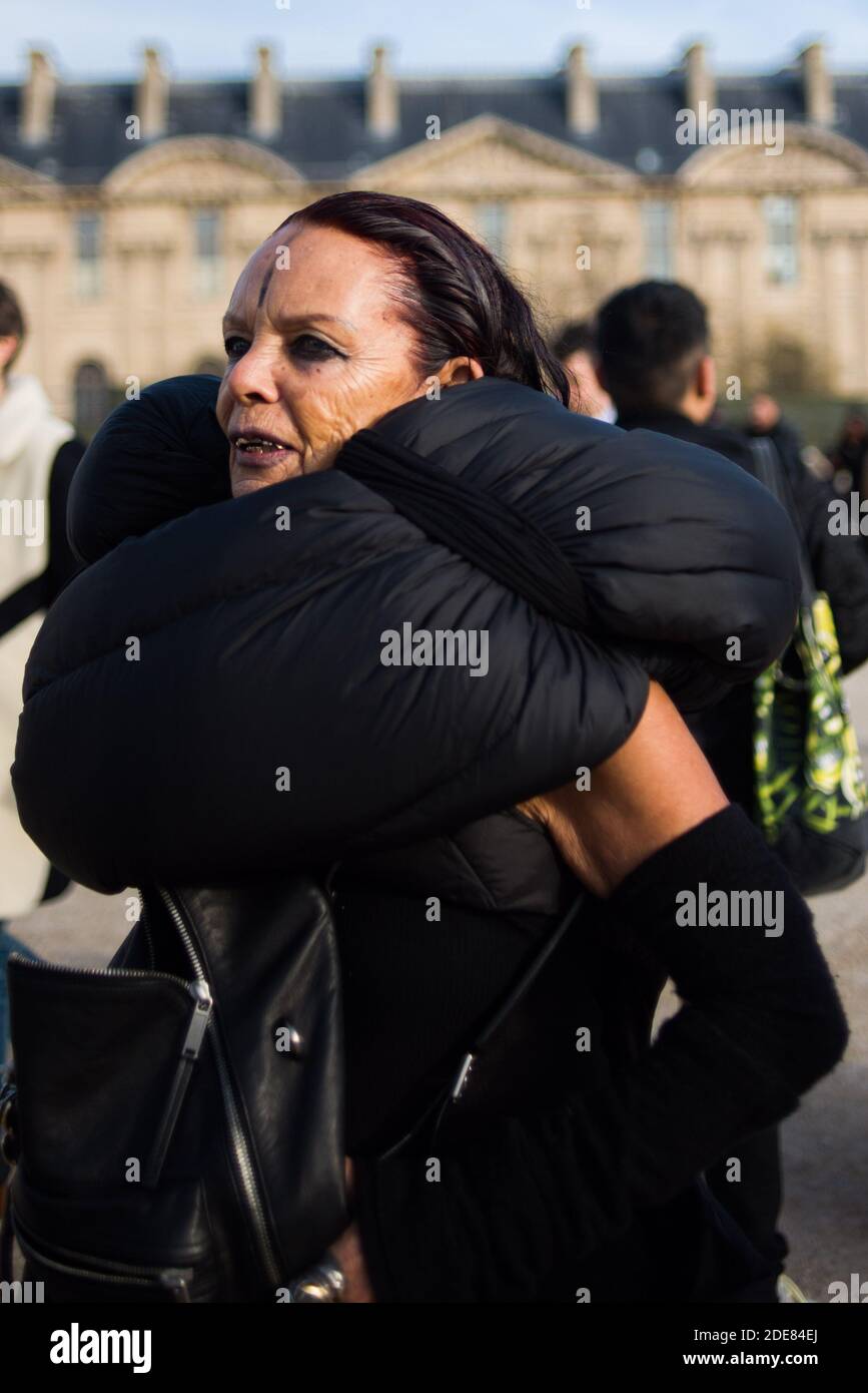 Rick Owens wife, Michele Lamy, walks before the Off White shows as part ...