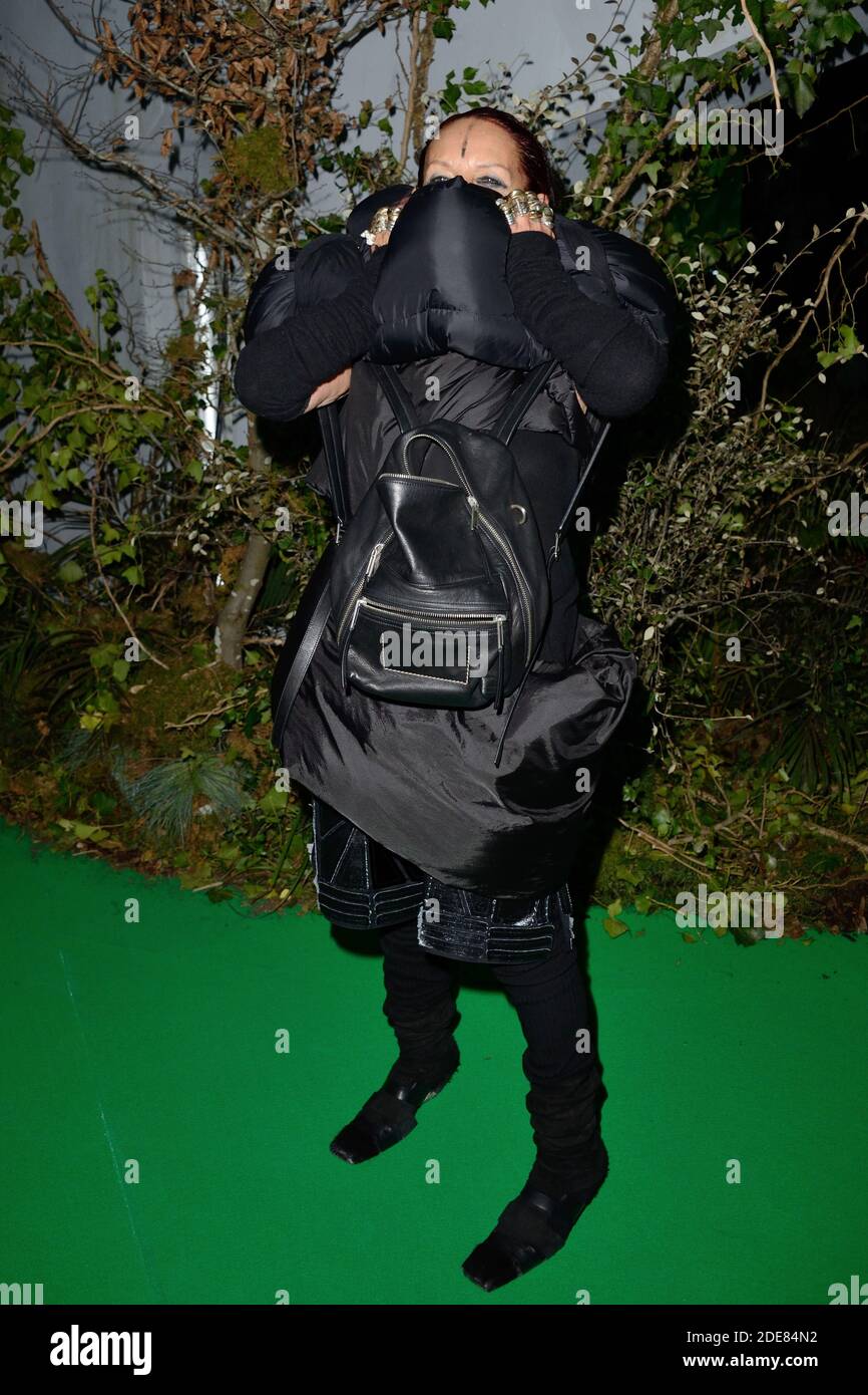 Rick Owen's wife Michele Lamy attending the Off-White Menswear Fall ...