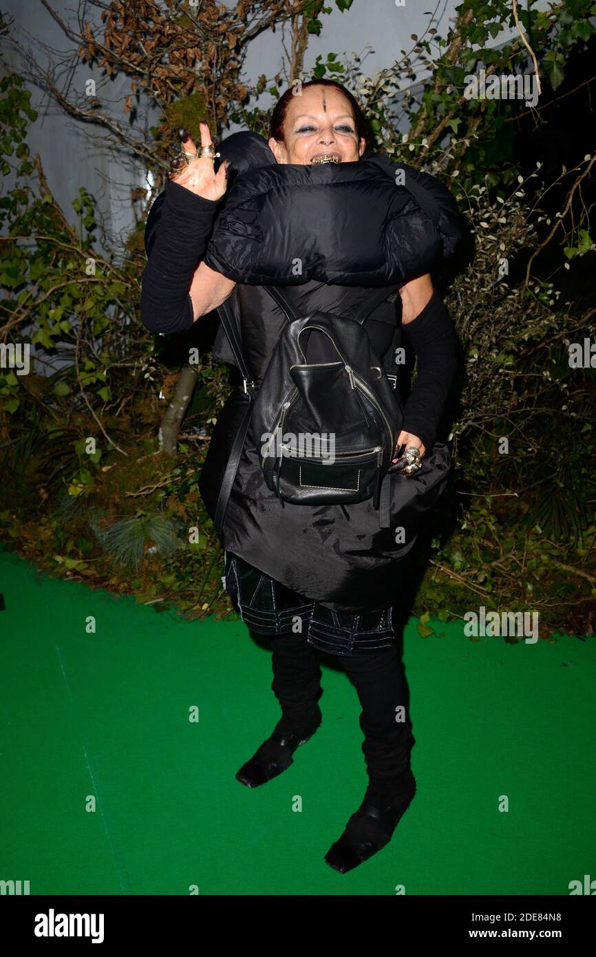 Rick Owen's wife Michele Lamy attending the Off-White Menswear Fall ...