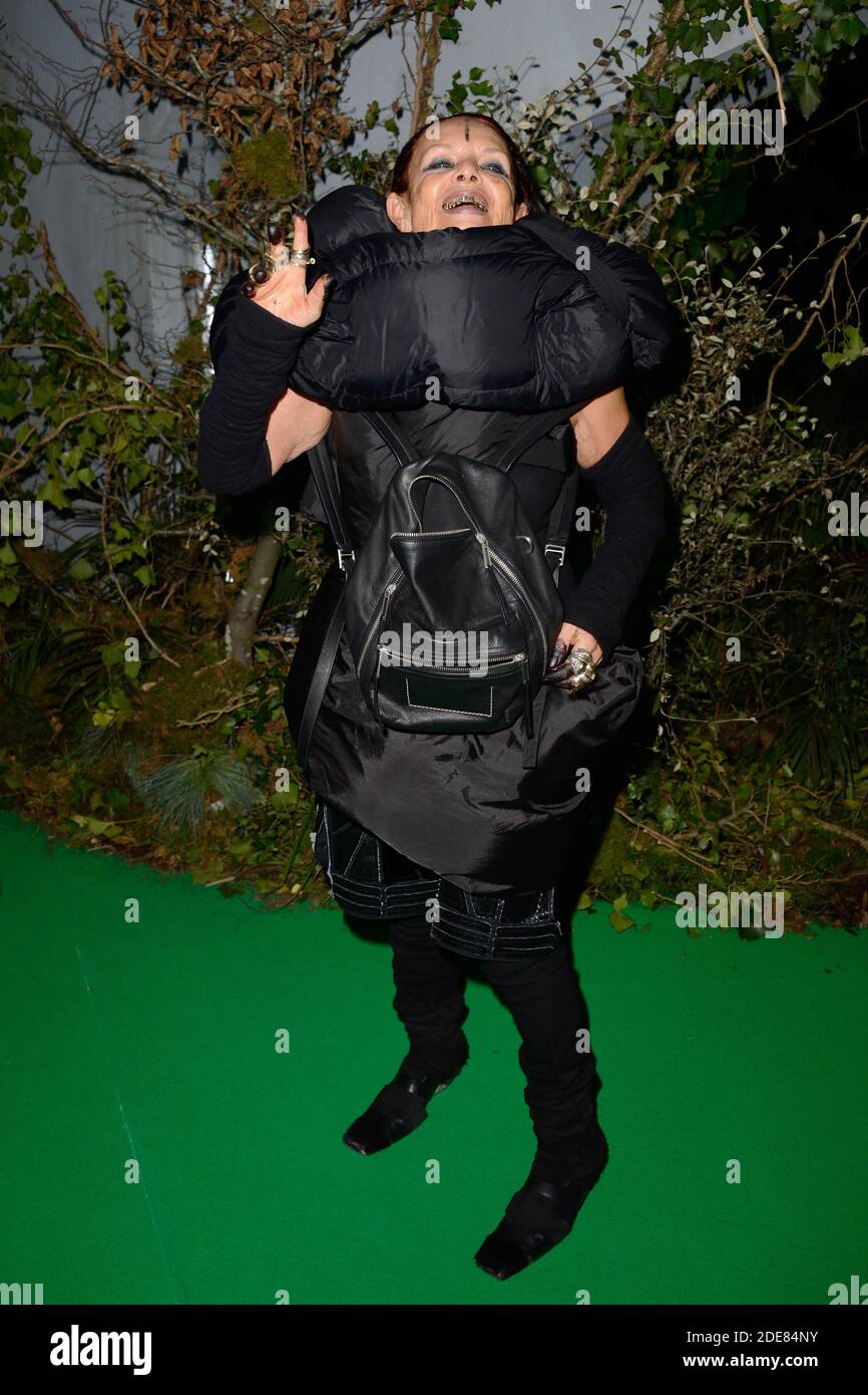 Rick Owen's wife Michele Lamy attending the Off-White Menswear Fall ...