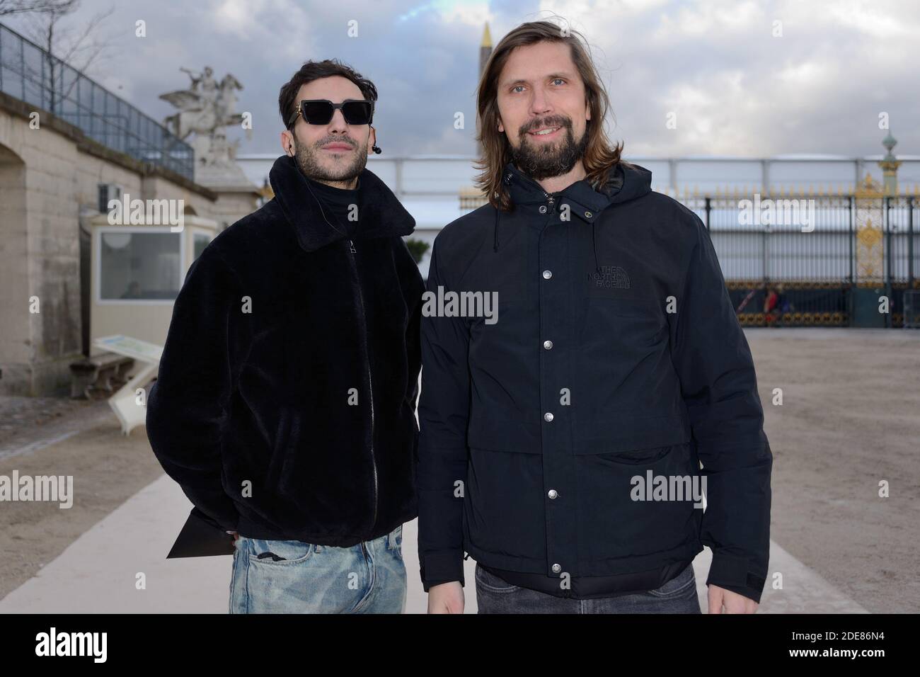 Pedro Winter and guest attending the Louis Vuitton Menswear Fall/Winter ...