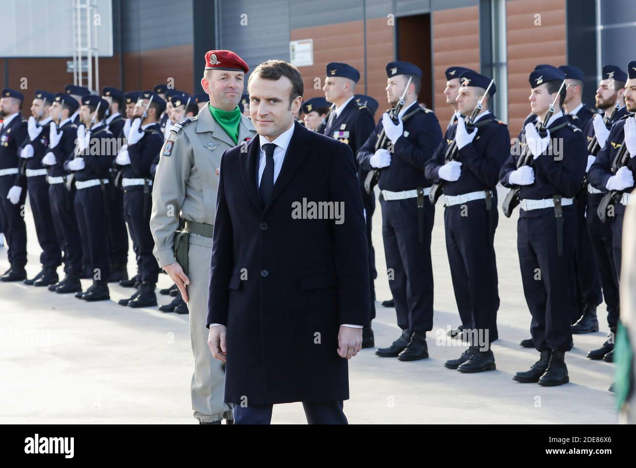 French President Emmanuel Macron meets with paratroopers of the 11th ...