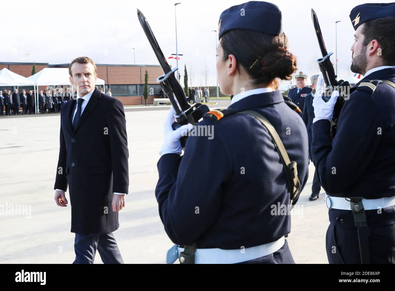 French President Emmanuel Macron meets with paratroopers of the 11th ...