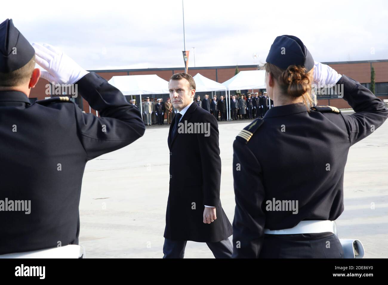 French President Emmanuel Macron meets with paratroopers of the 11th ...