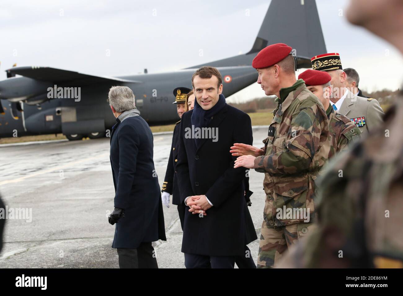 French President Emmanuel Macron meets with paratroopers of the 11th ...