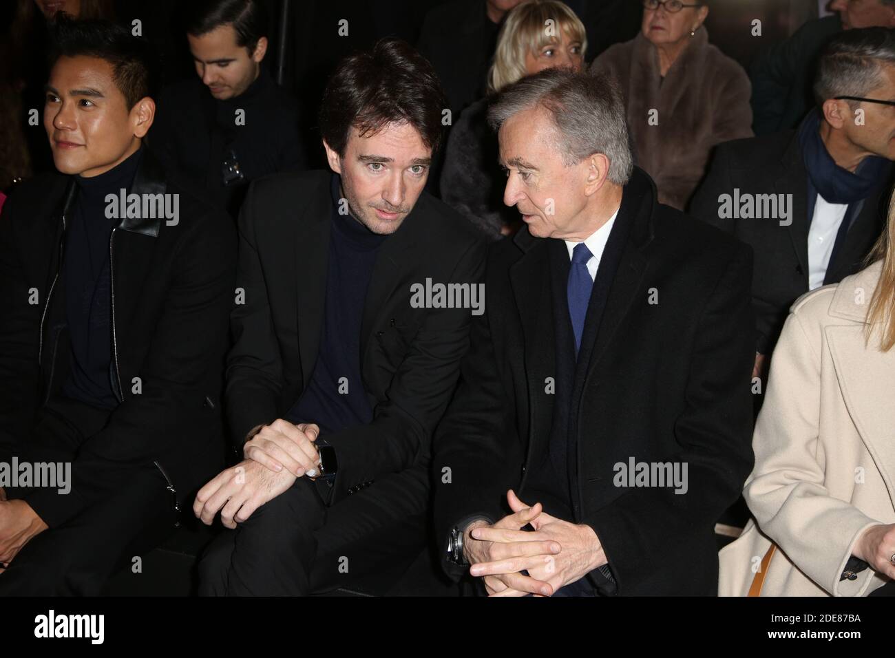 Antoine Arnault and his father Bernard Arnault attending the Berluti ...