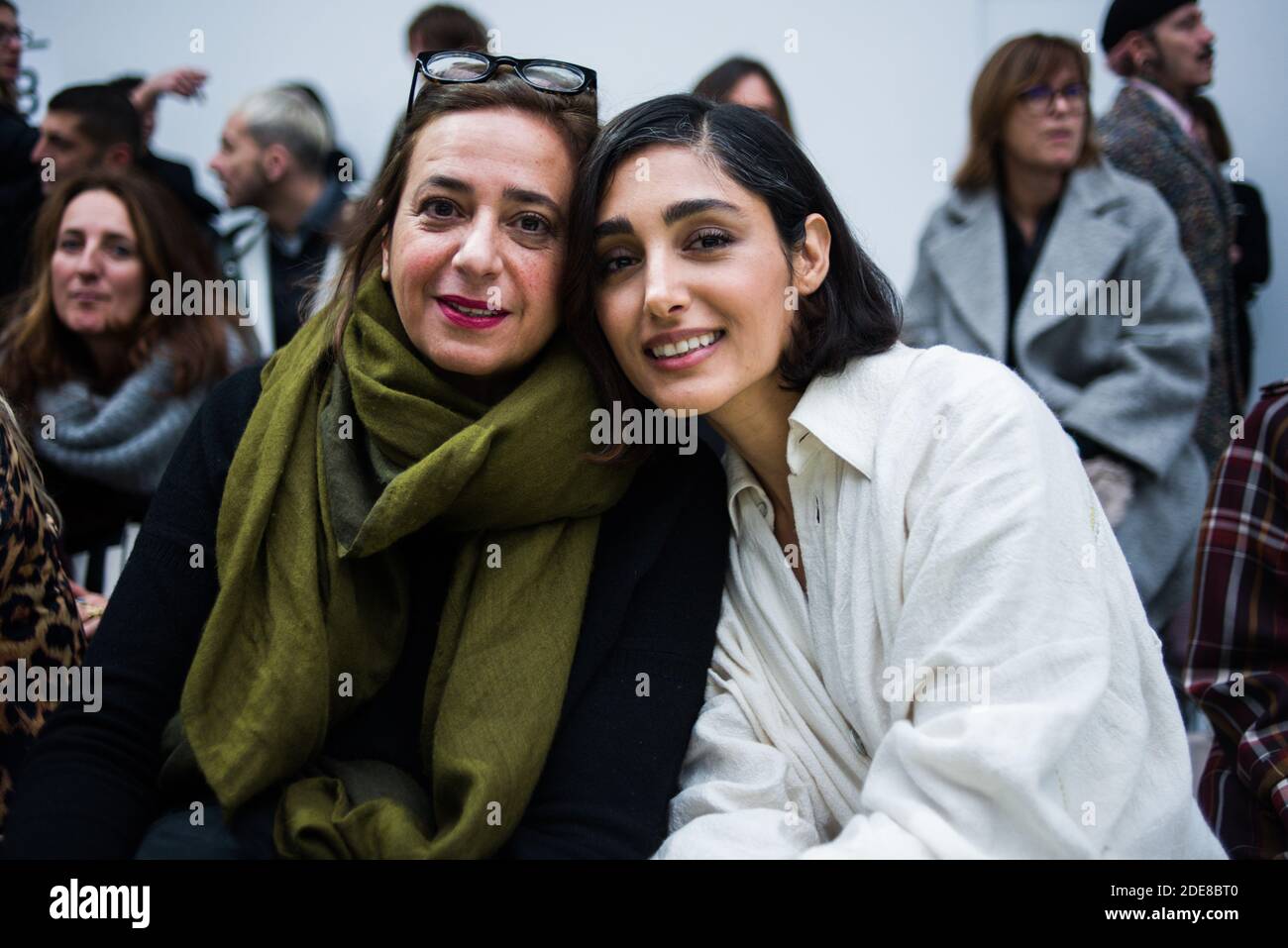 Architect, India Mahdavi, poses before the Acne Studio show as part of ...