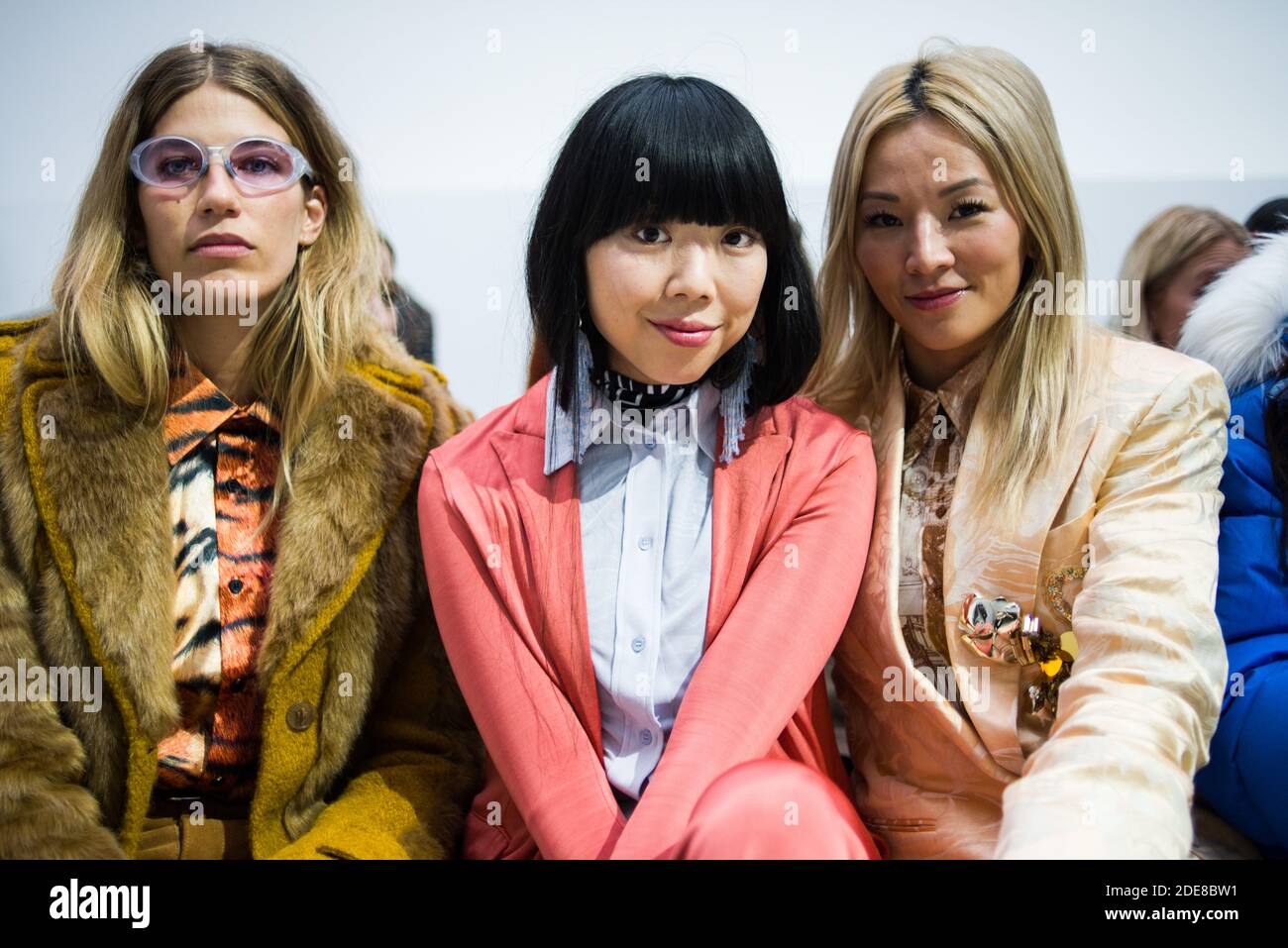 Influencers pose before the Acne Studio show as part of Paris Haute ...