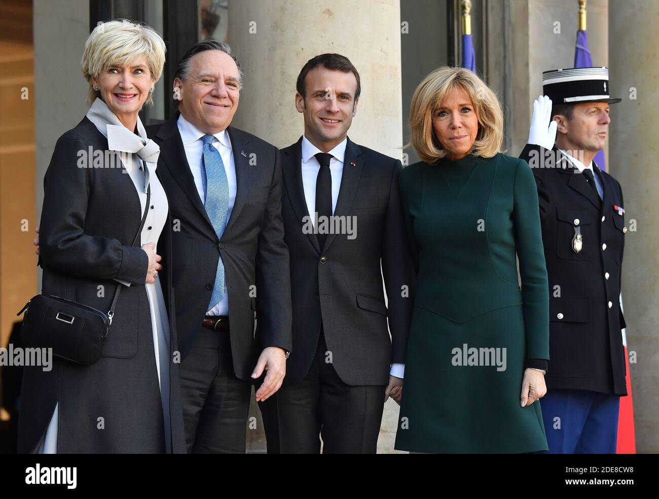 Quebec's Prime Minister François Legault (2ndL) and his wife Isabelle ...