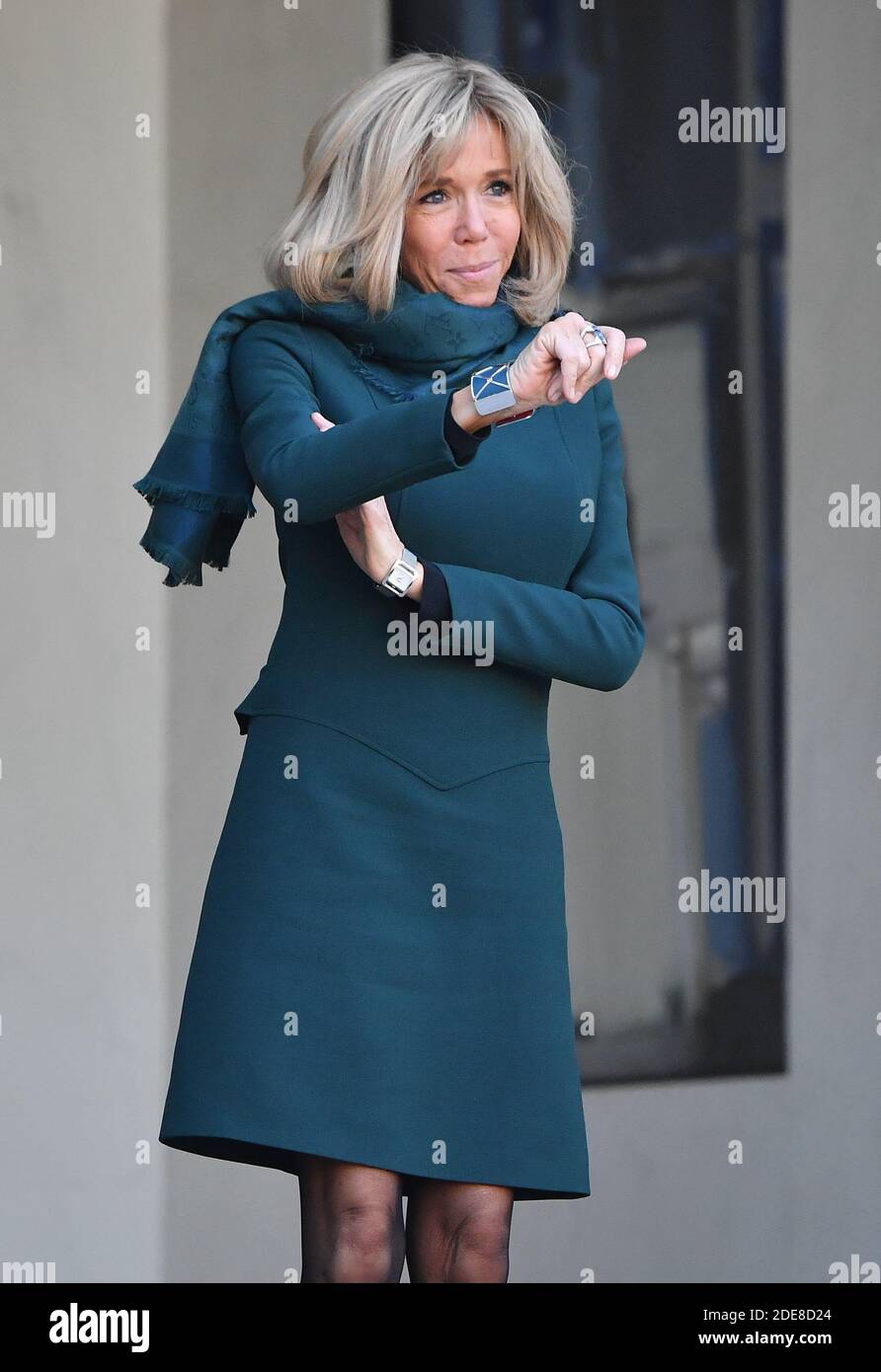 French President Emmanuel Macron's wife Brigitte Macron at the Elysee ...
