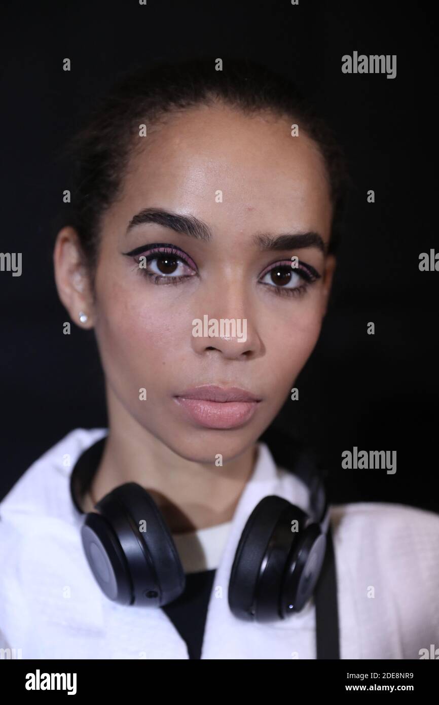A model backstage during the Yanina show as part of Paris Haute Couture ...