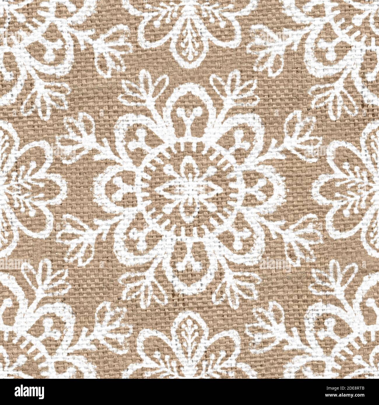 Seamless burlap with white paint pattern overlay Stock Photo - Alamy
