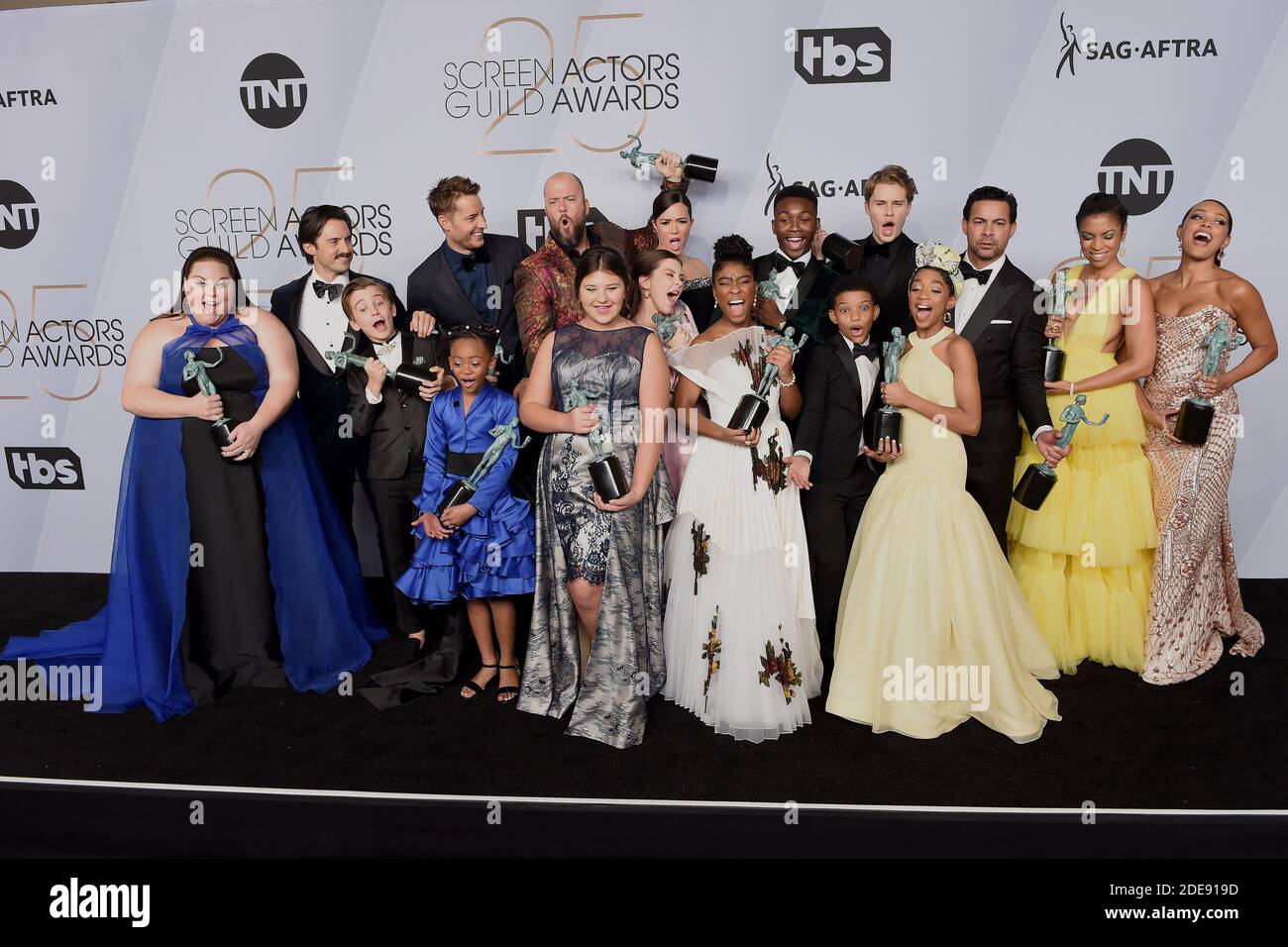 The cast and crew of 'This is Us' poses in the press room during the ...