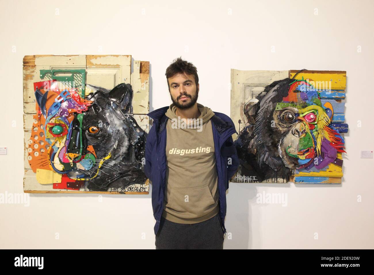 Artist Bordalo II on 'Accord de Paris' exhibition in Paris, France on ...