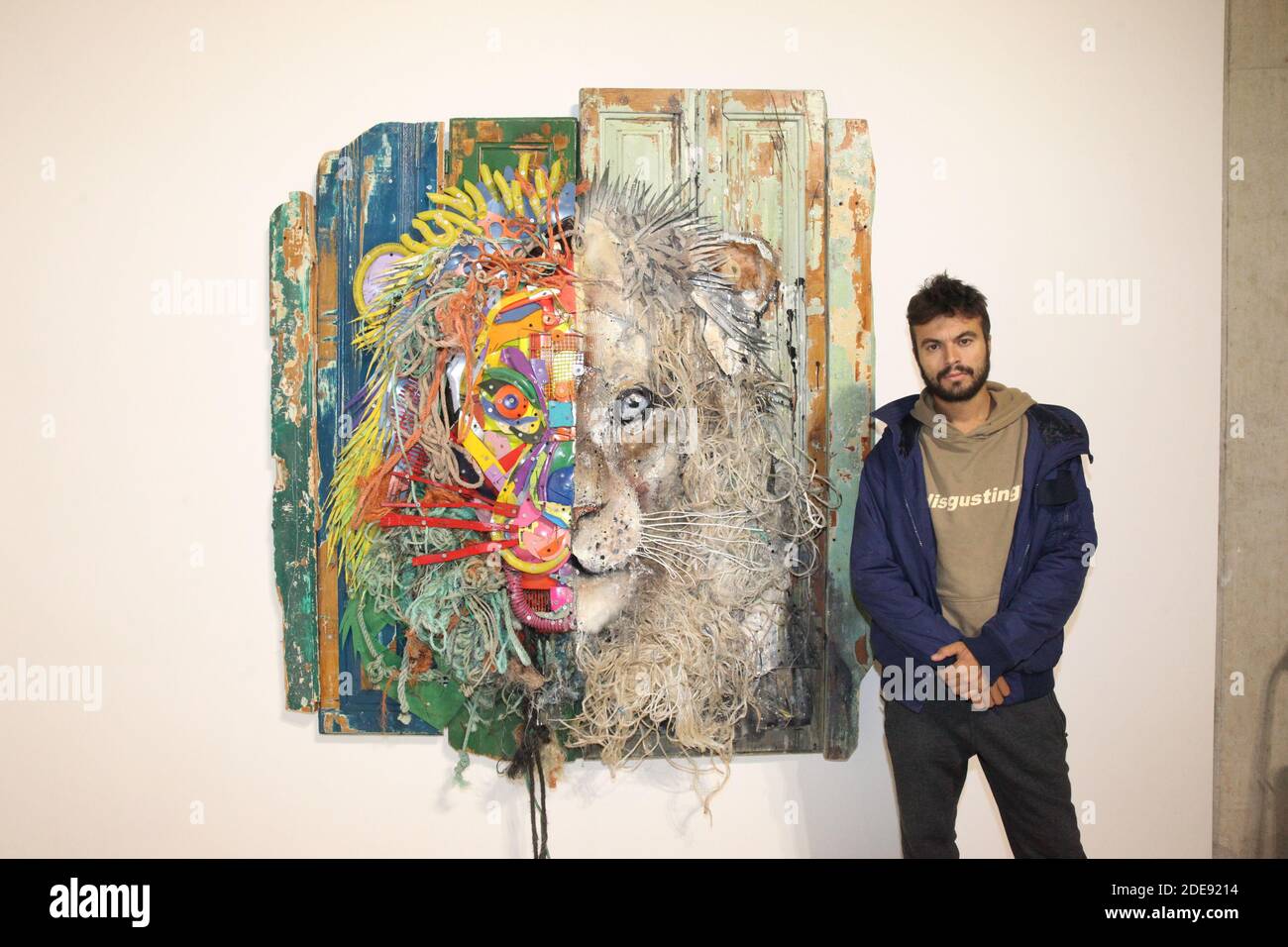 Artist Bordalo II on 'Accord de Paris' exhibition in Paris, France on ...