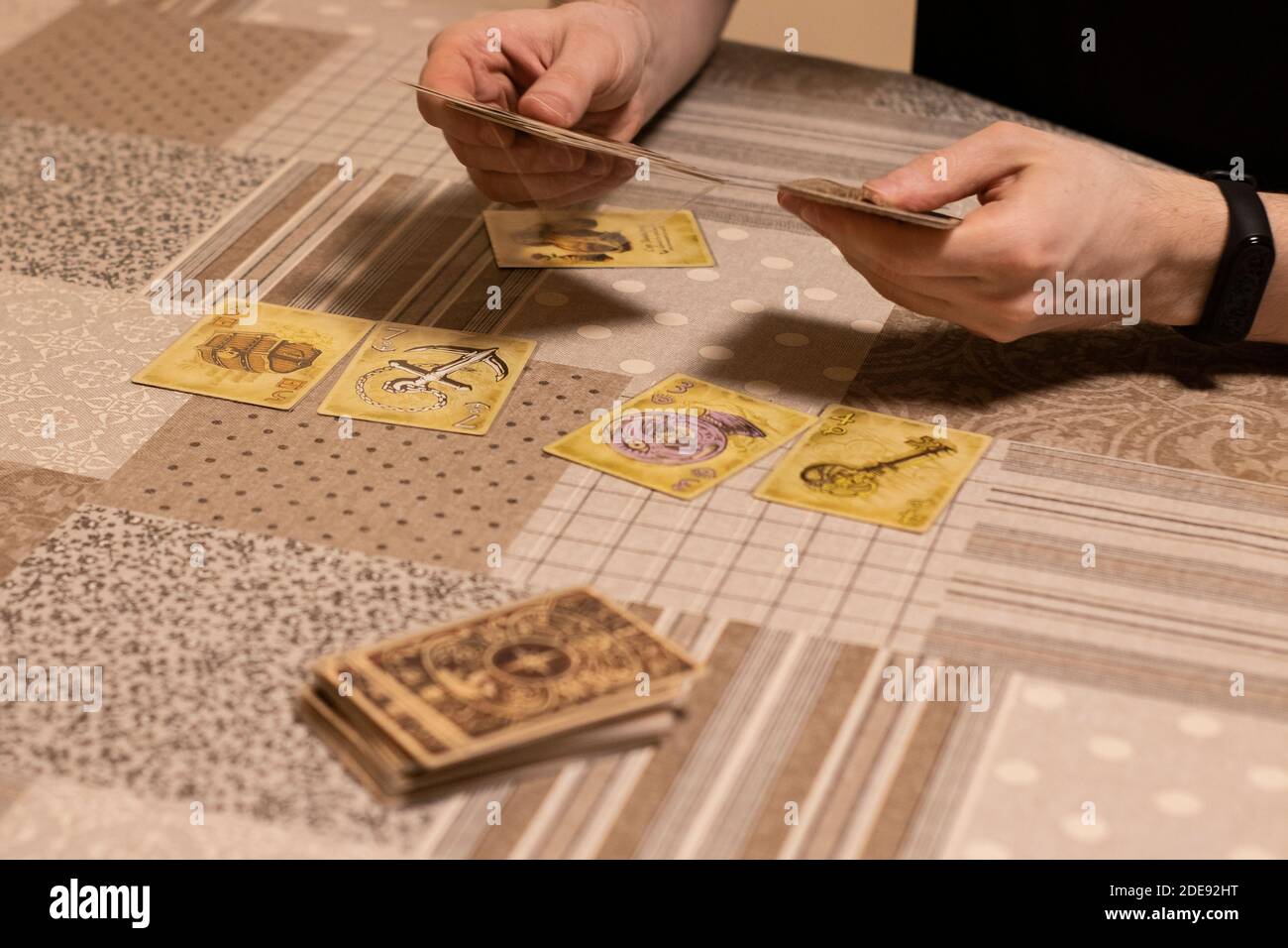 close up of a Board game. concept - someone play board game with bright ...
